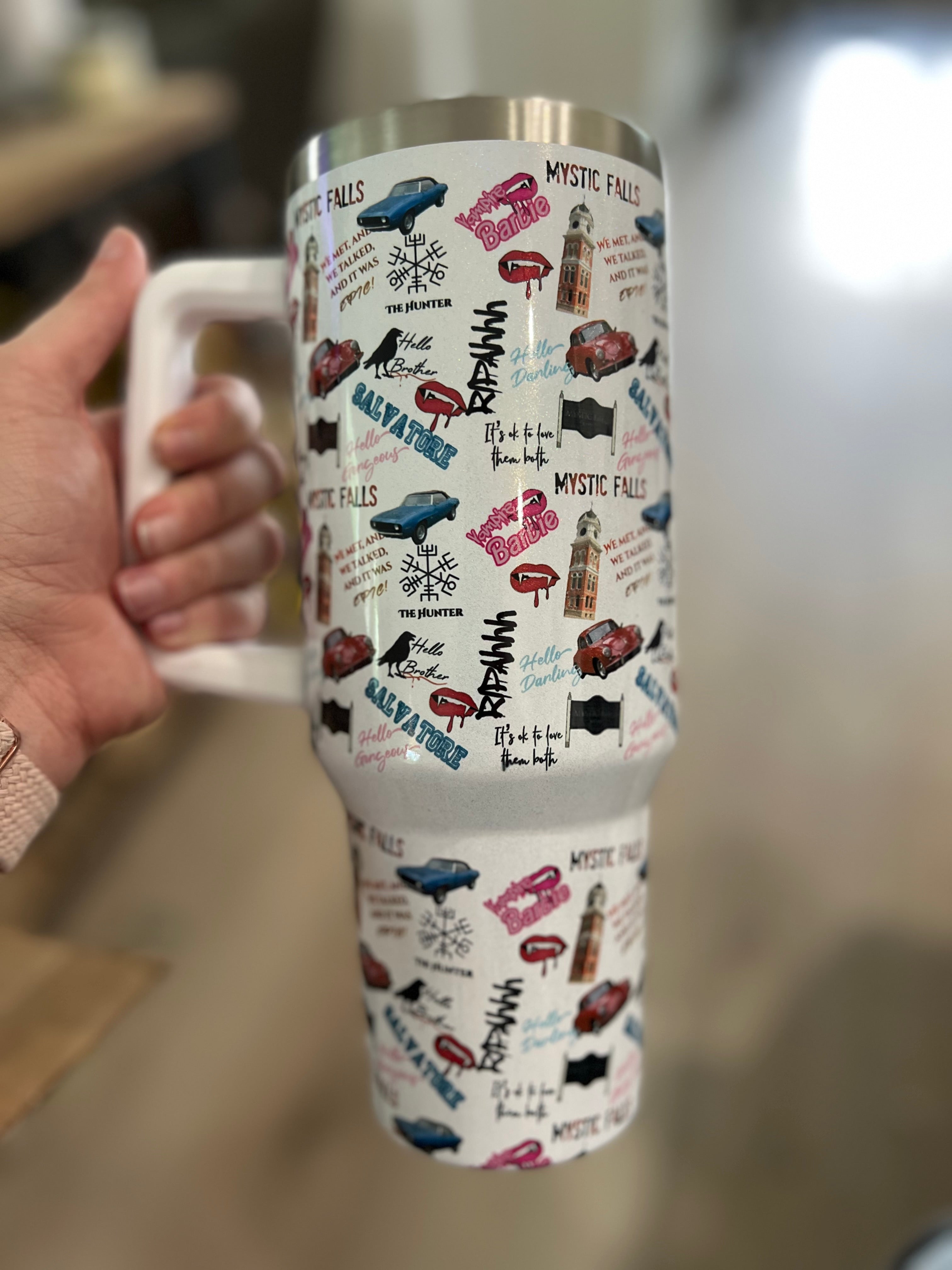 Rhinestone Multi Iconic Images TVD 40oz Stanley Dupe – Karma Lies Designs